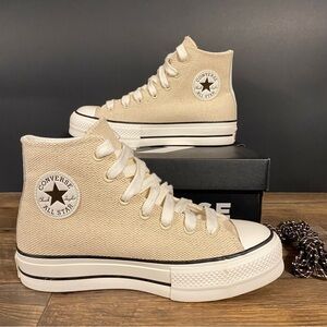 Converse | Shoes | Converse Chuck Taylor Tan Platform High Top Sneakers ...